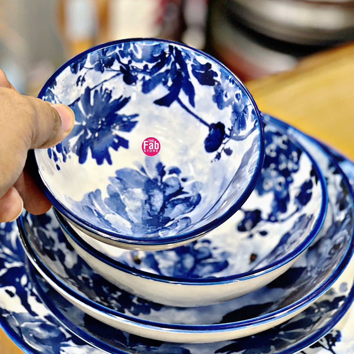 Blue pottery dinner set – The Fab Store