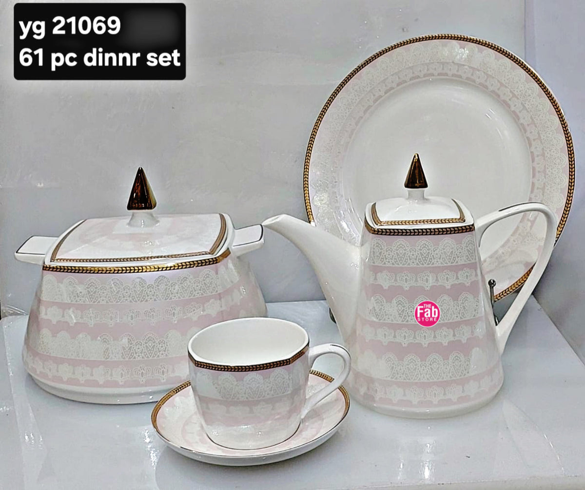 Pinkish Gloss 61pc Dinner set – The Fab Store