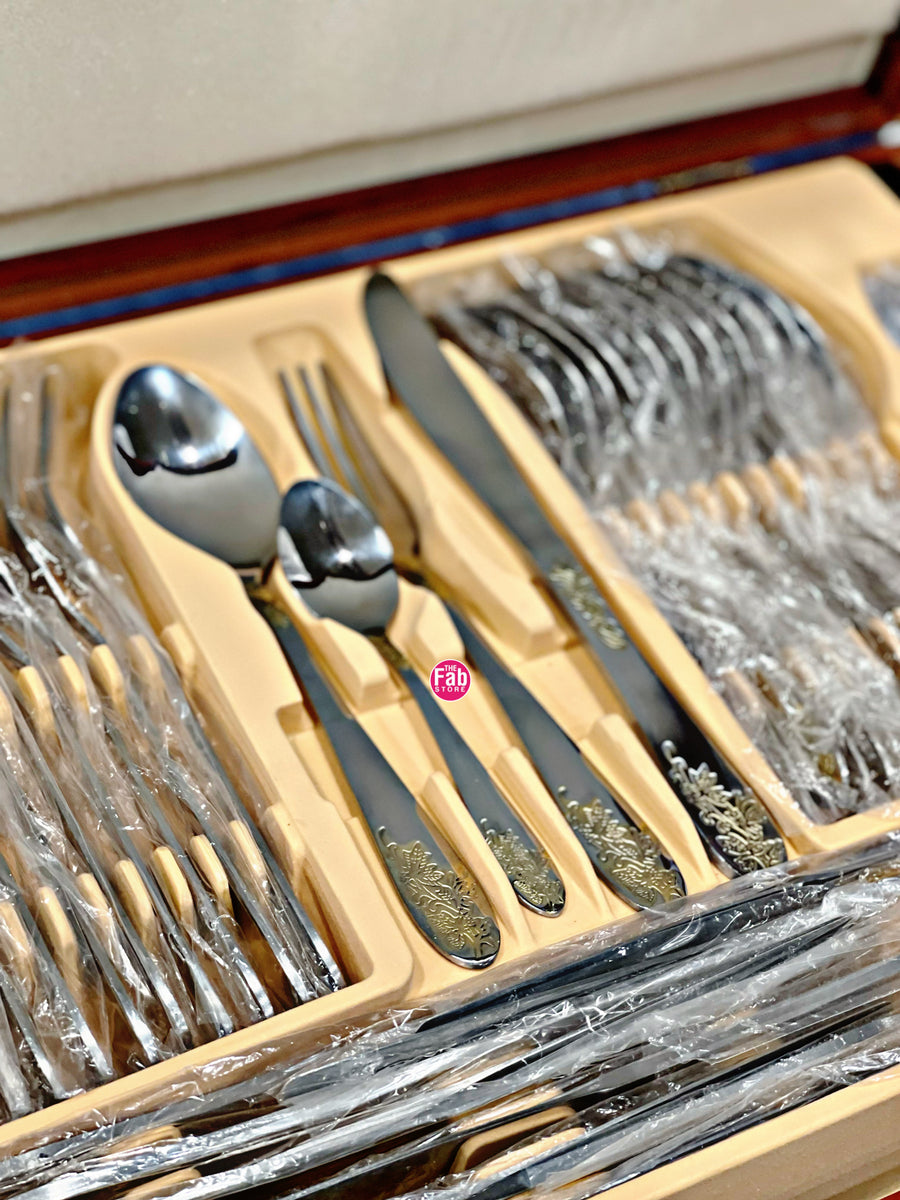 Floral 84pc cutlery set with breifcase – The Fab Store