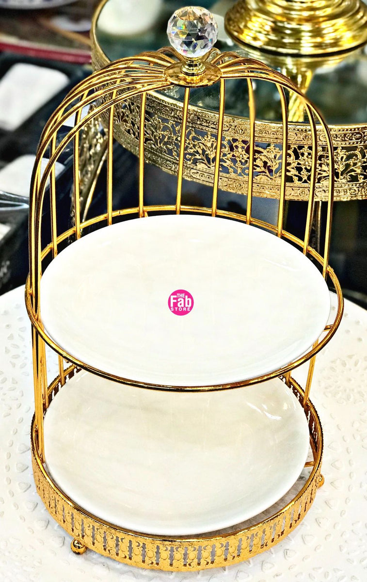 2 tier Gold cage platter – The Fab Store