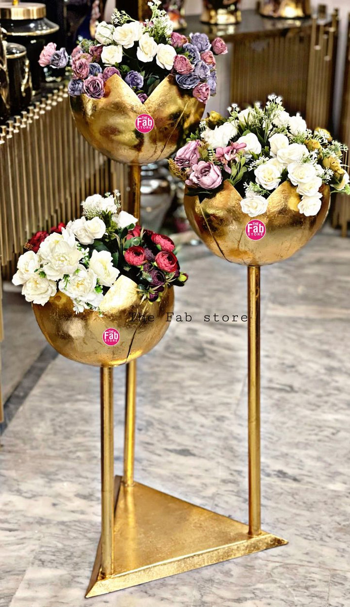Tri- Pot planter Vintage gold planter – The Fab Store