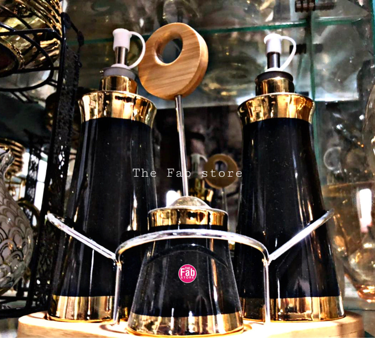 Salt/pepper and vinegar/oil bottle set – The Fab Store