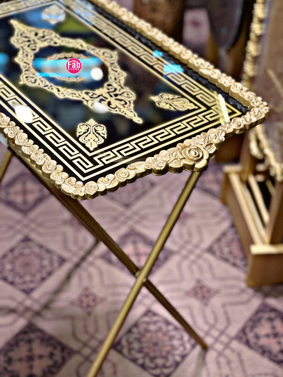 Black and Gold Acrylic Folding table – The Fab Store