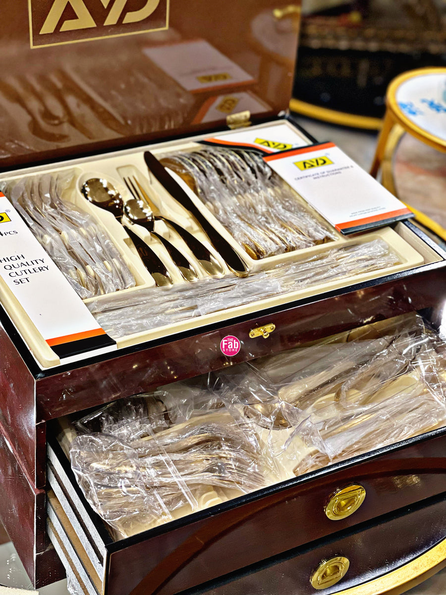 84pc Gold plated cutlery set AYD – The Fab Store