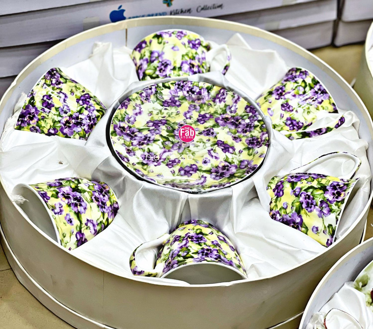 Floral cup and saucer in round gift box – The Fab Store
