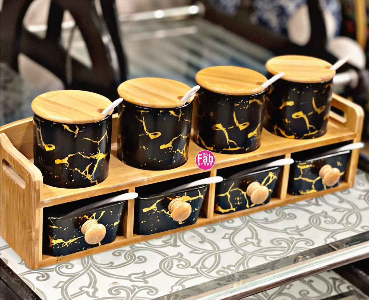 Black marble dip sauce set – The Fab Store