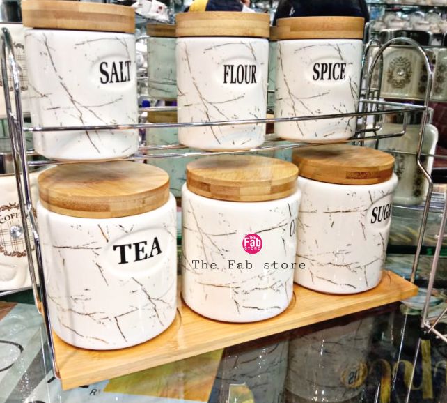 Marble jar set with stand – The Fab Store