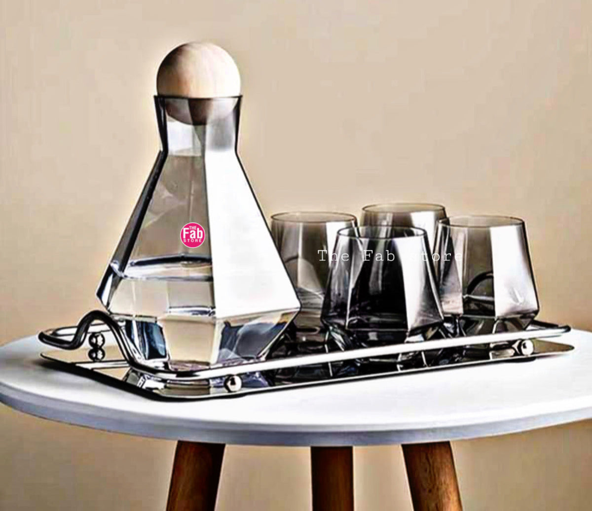 Geometrical Glass water set with serving tray – The Fab Store