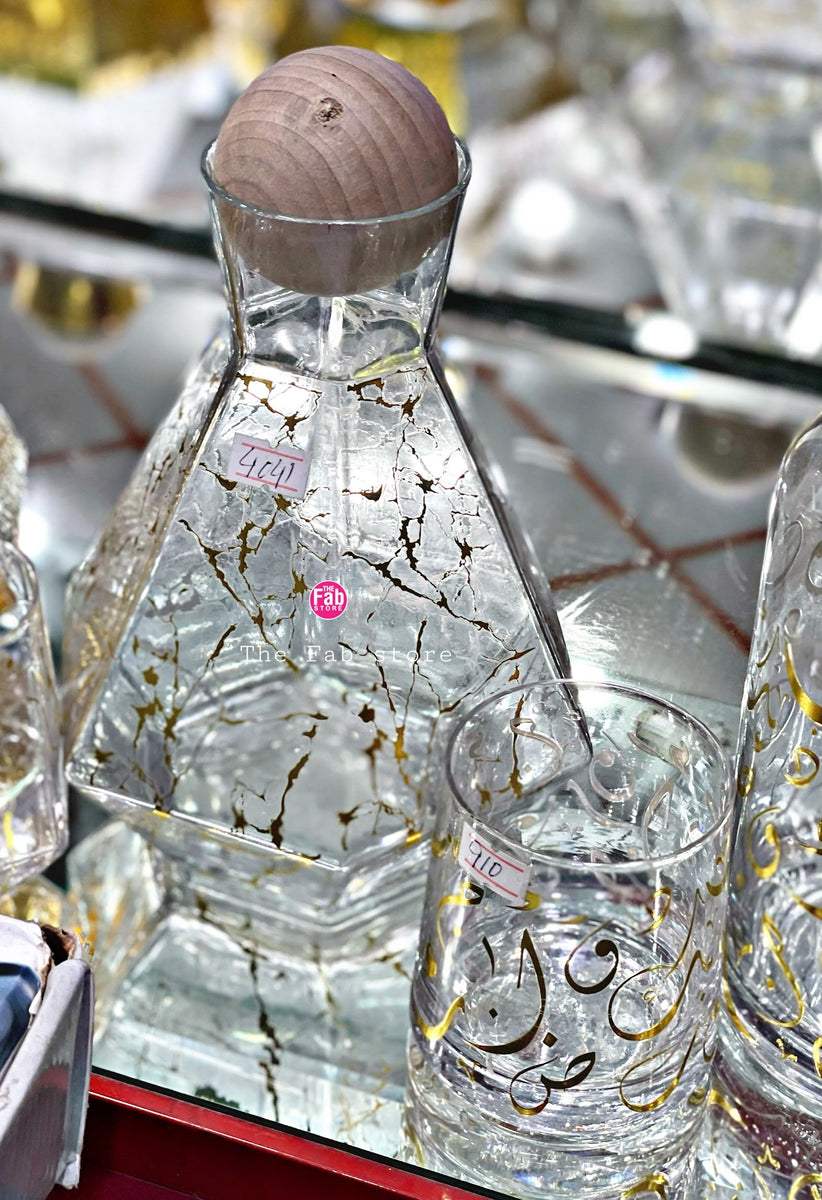 Geometrical hammered glass water set – The Fab Store