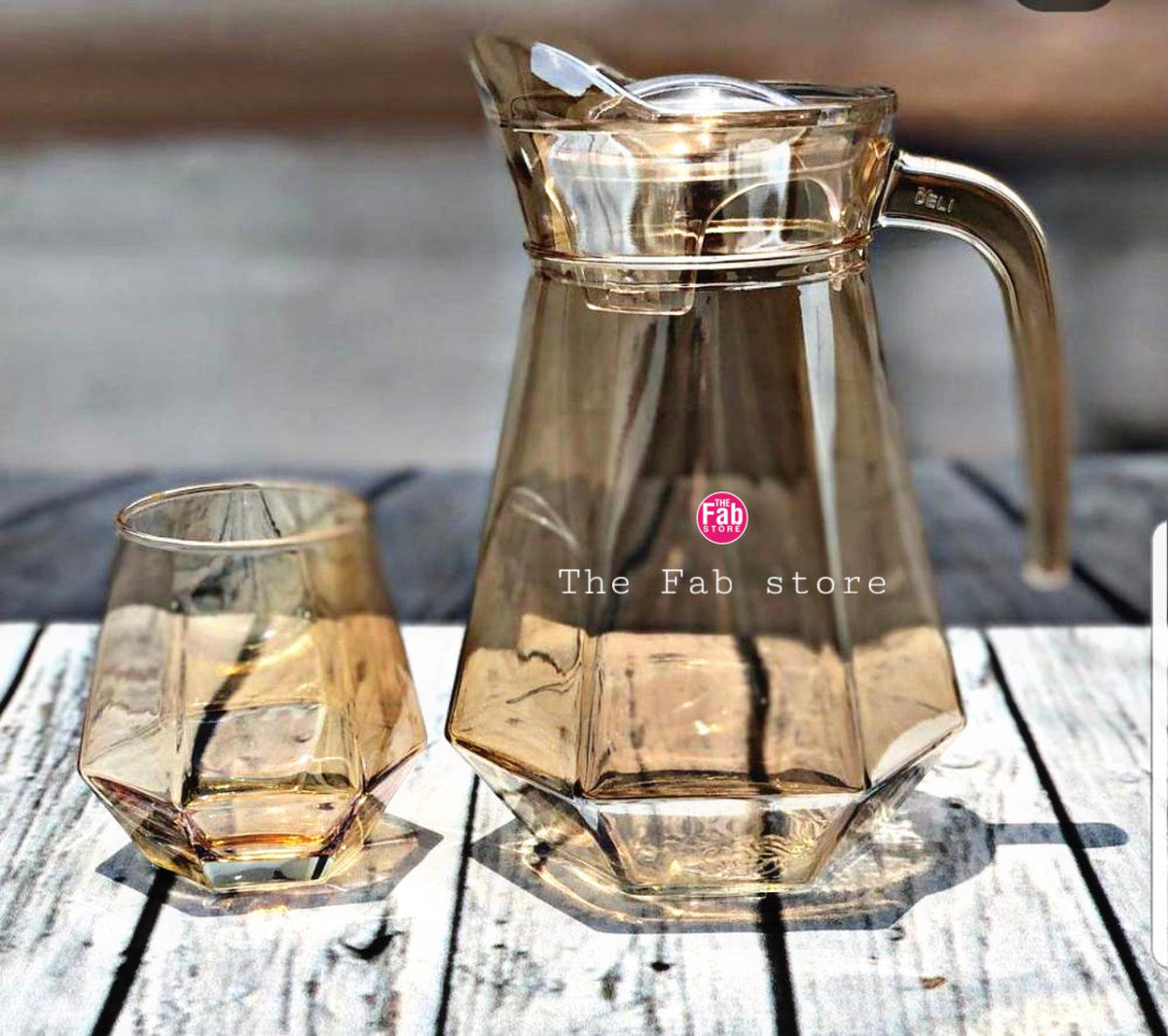Gold geometrical glass water set – The Fab Store