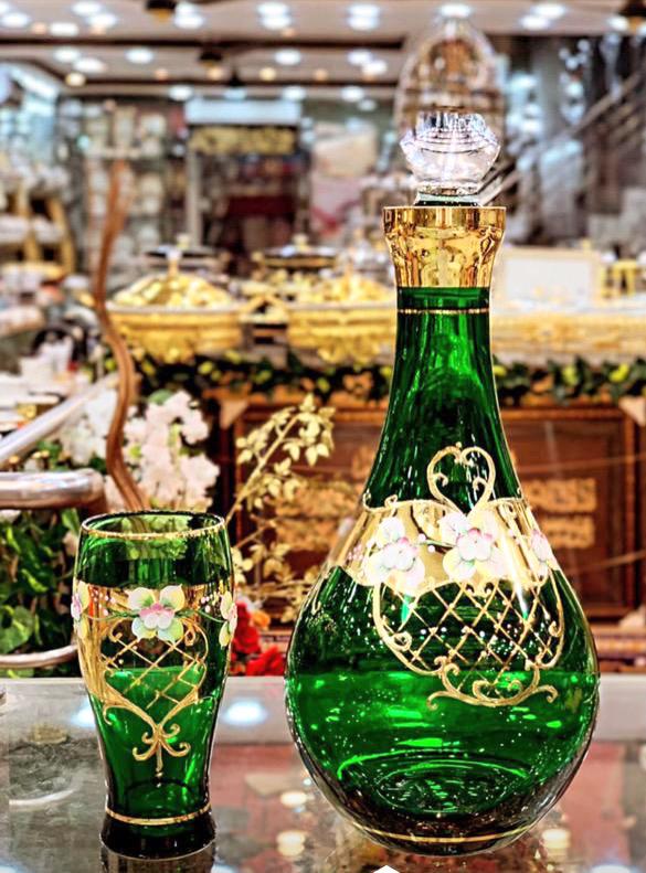 Green Turkish embroidered water set – The Fab Store